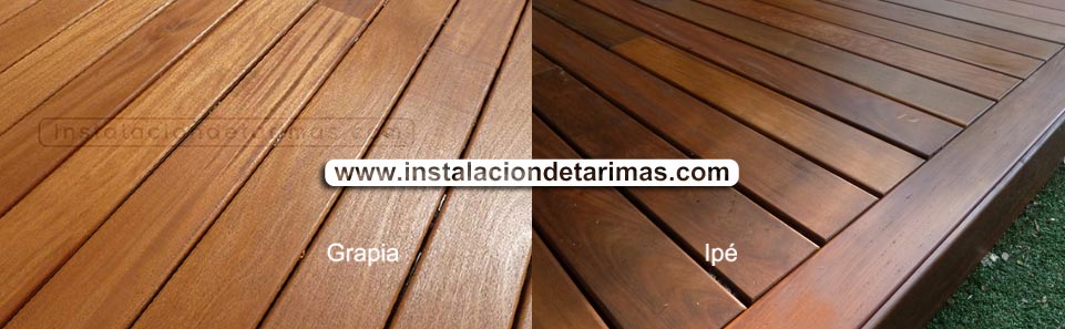 Comparativa entre el color del ipé y el de la grapia