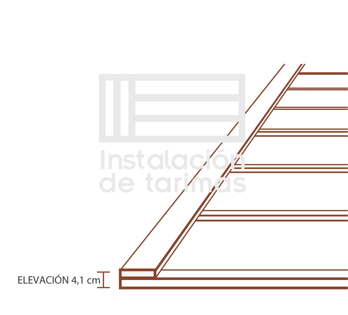 ¿Cuál es la altura de una tarima exterior sobre un suelo?
